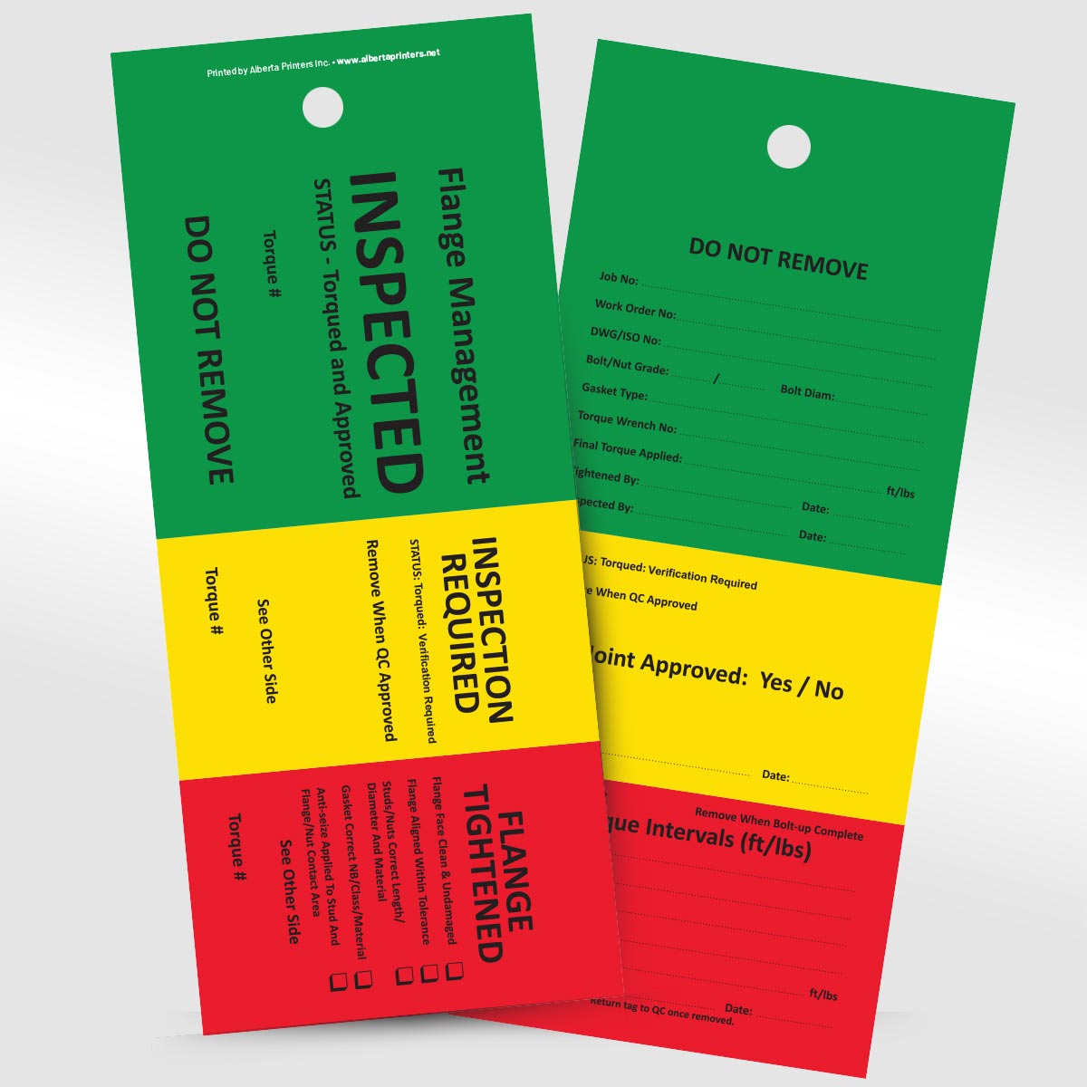 Flange Management Tag - Alberta Printers Store Flange Management Tag - Alberta Printers Store